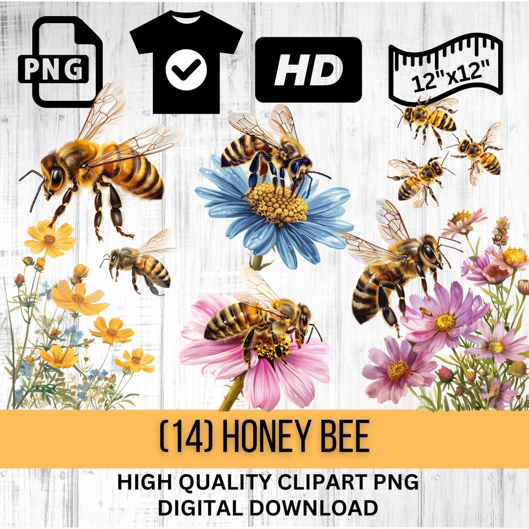 Honey Bee Clipart | Flowers and Bees | Spring Floral | Instant Download ...