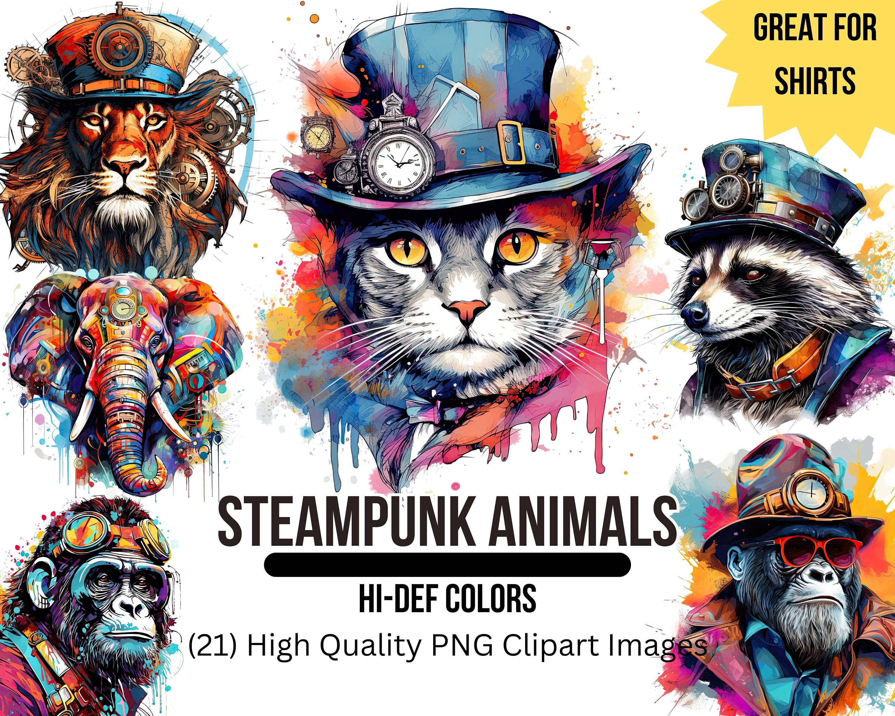 Steampunk Animal Clipart Colorful Steampunk Animals Steampunk Clipart ...