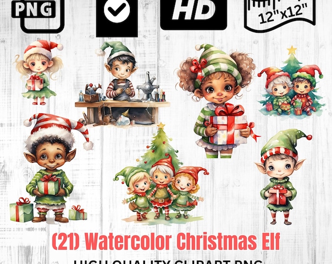 Christmas Elf Boys Clipart, Christmas Elf Watercolor Clipart, Cute Elf ...