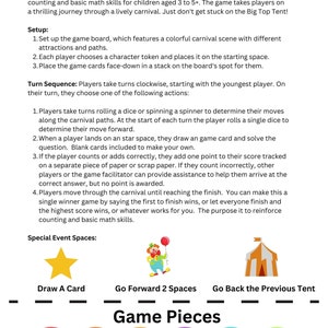Printable Kids Board Game | Counting Carnival | Digital Board Game ...