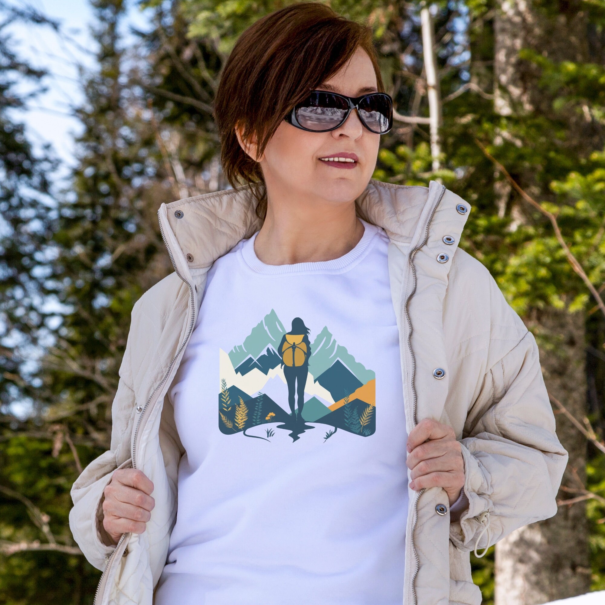 Female Hiker Sublimation Bundle - Woman Outdoor Shirt Design, DIY T ...