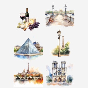 Watercolor Paris France Clipart Collection | Eiffel Tower Clipart ...