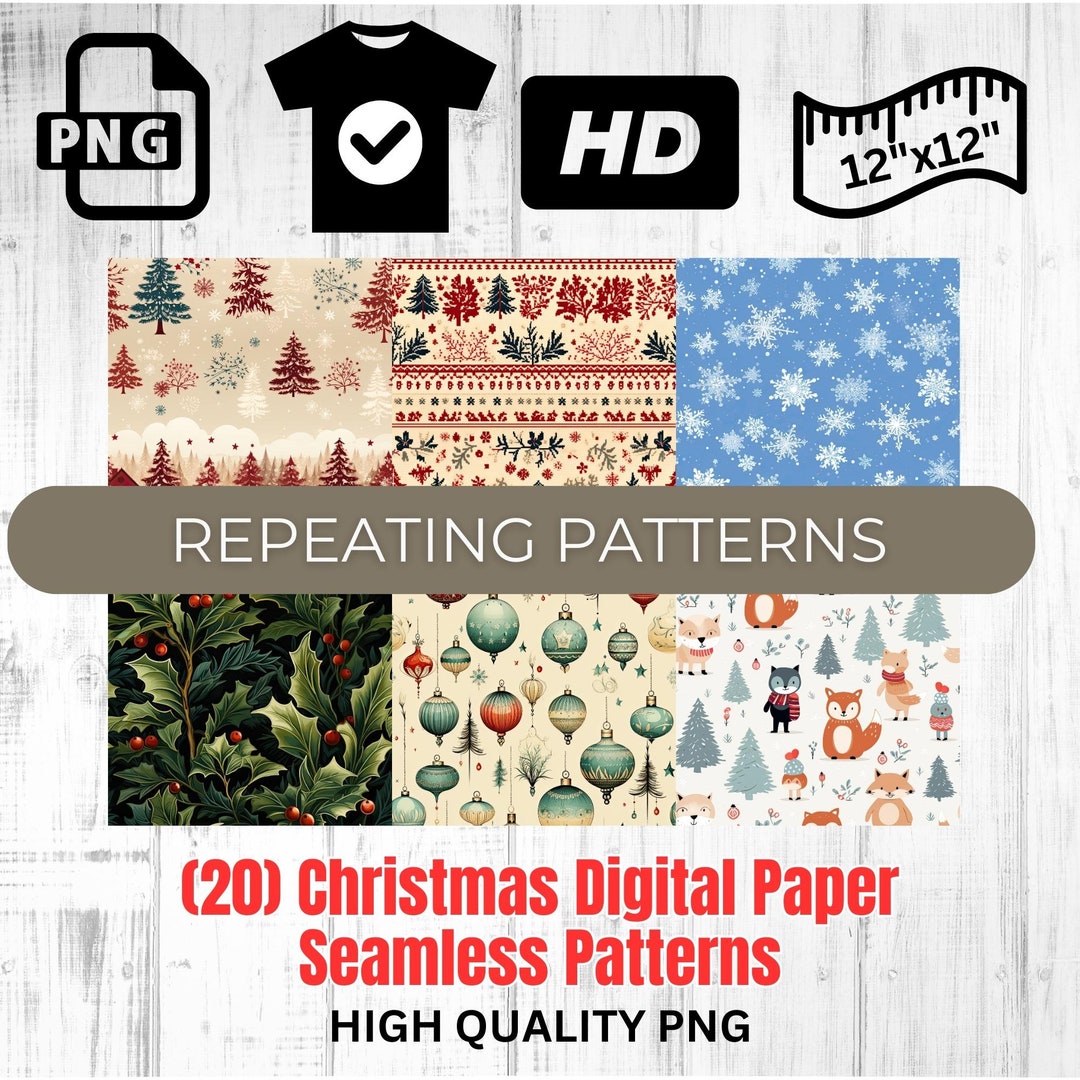 Christmas Digital Paper| Seamless Christmas Patterns | Christmas Paper ...