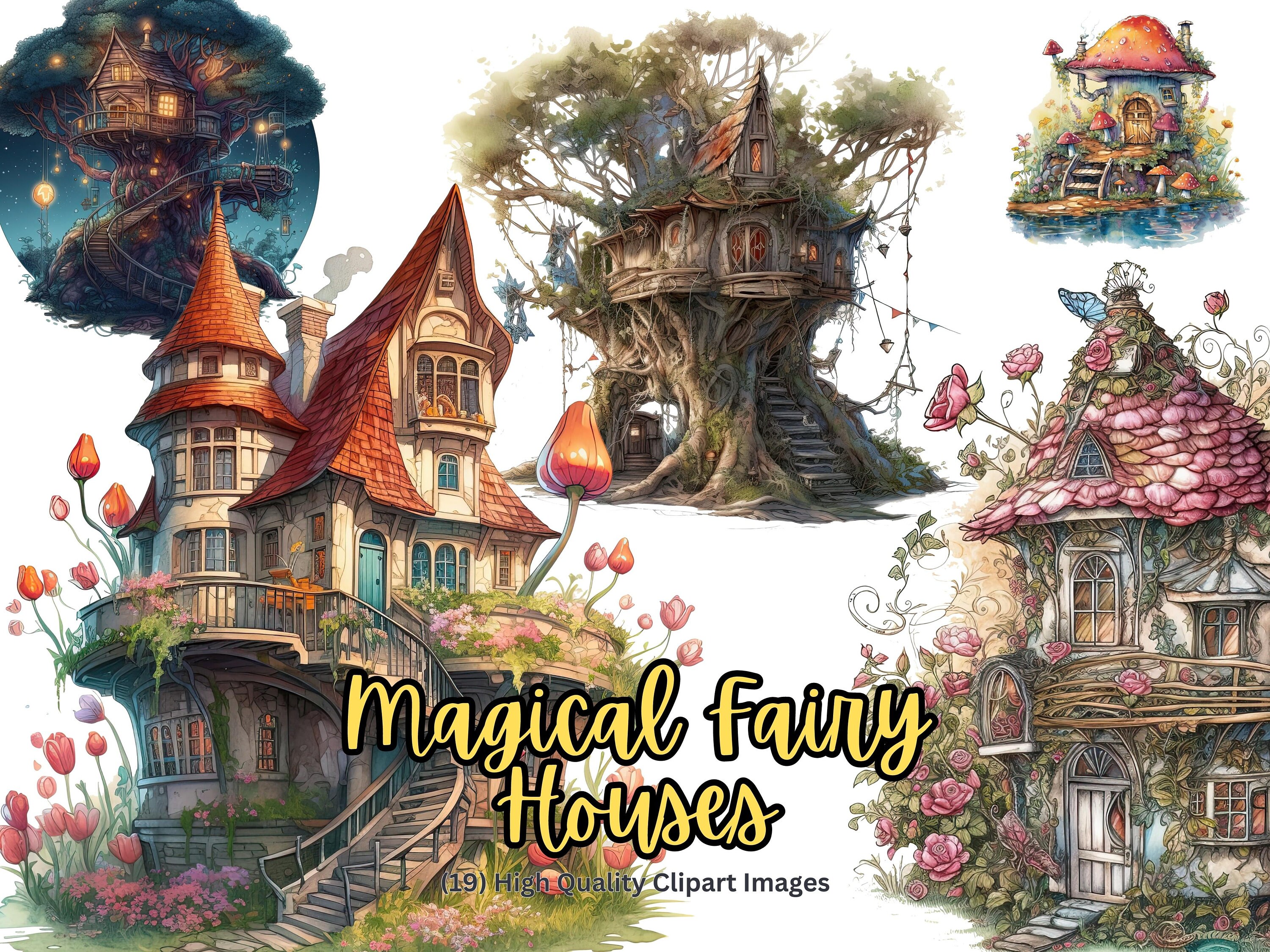 Fairy House Clipart Garden Gnome Home Magic Cottage Instant Download ...