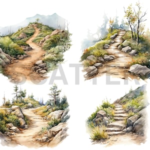 Hiking Trail Illustration | Travel Graphics | Mountains | Outdoor ...