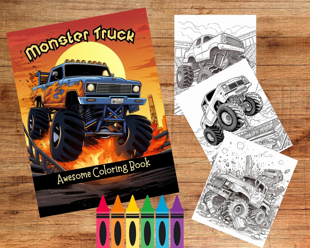Kid Coloring Pages Monter Truck Coloring Book Printable Pages - Etsy