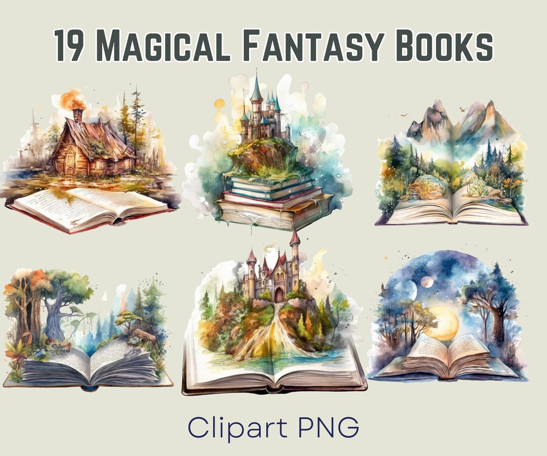 Watercolor Magical Books Clipart Reading Clipart Fantasy Book Clipart ...