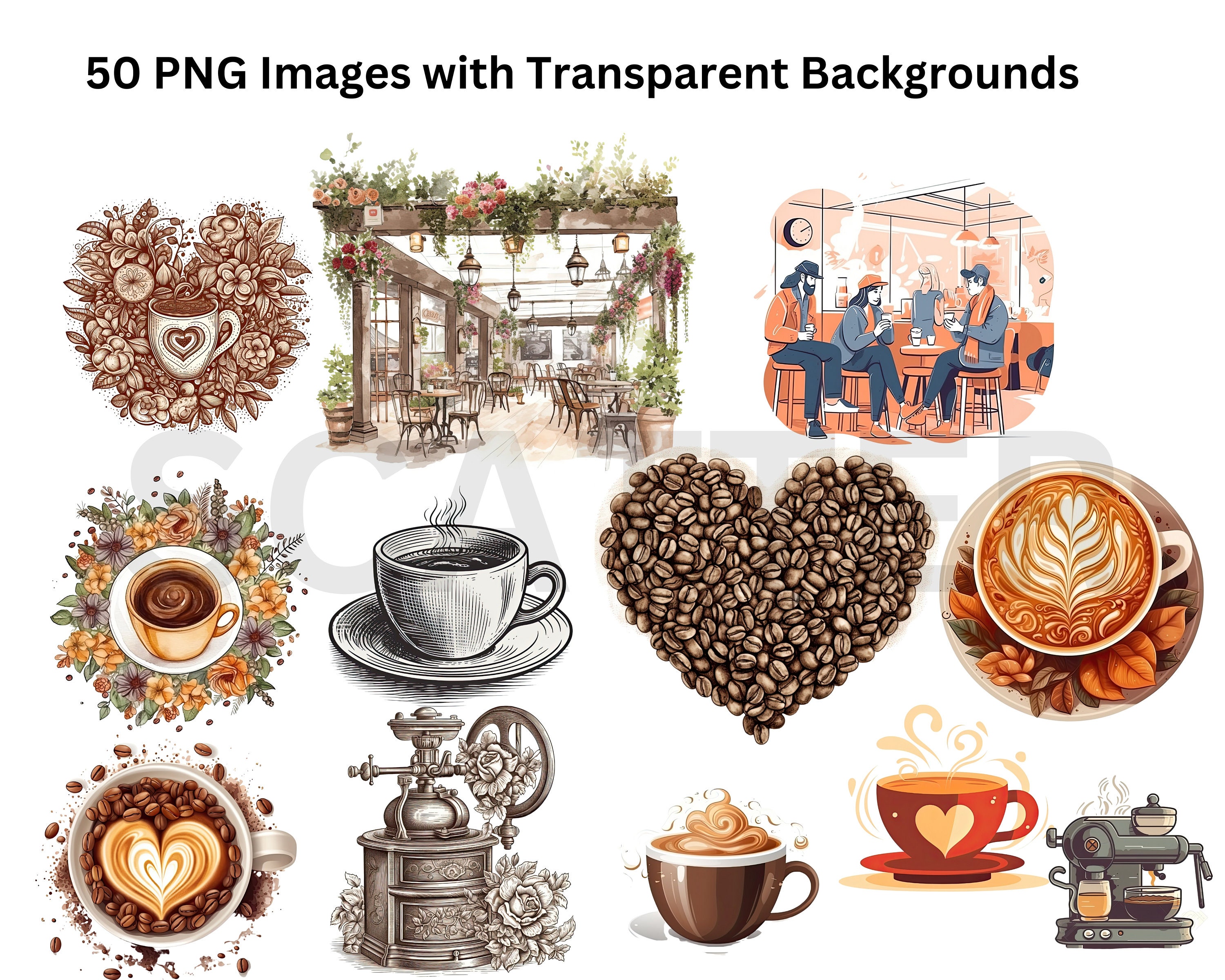 Coffee Shop Clipart PNG Bundle Coffee Shop Coffee Clipart Coffee Lover ...
