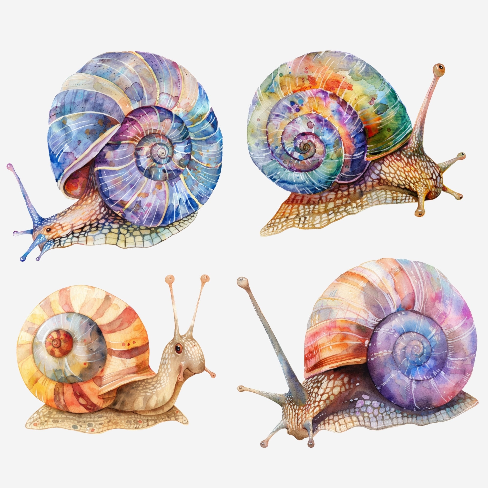 Cute Snail Clipart Snails PNG Colorful Snails Instant Download - Etsy