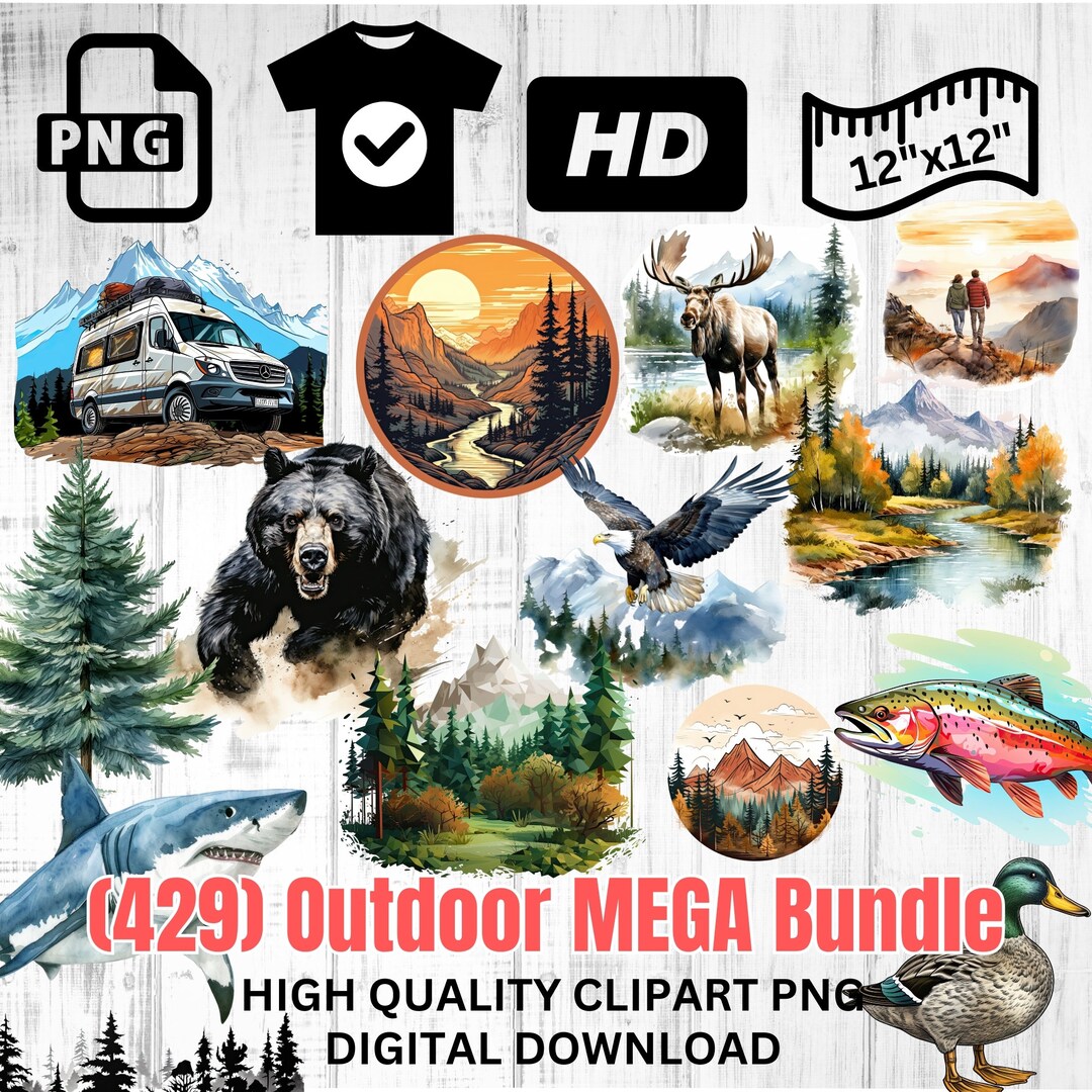 Outdoor Mega Bundle Clipart | Bear Clipart | Hunting Clipart | Mountain ...