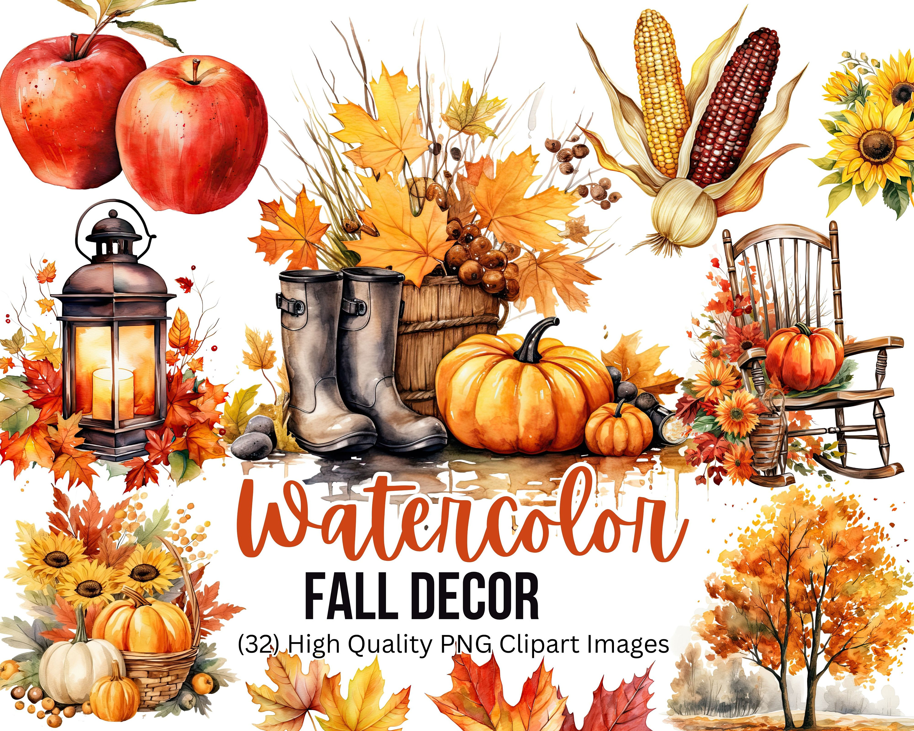 Fall Clipart Bundle Autumn Clipart Bundle Thanksgiving - Etsy