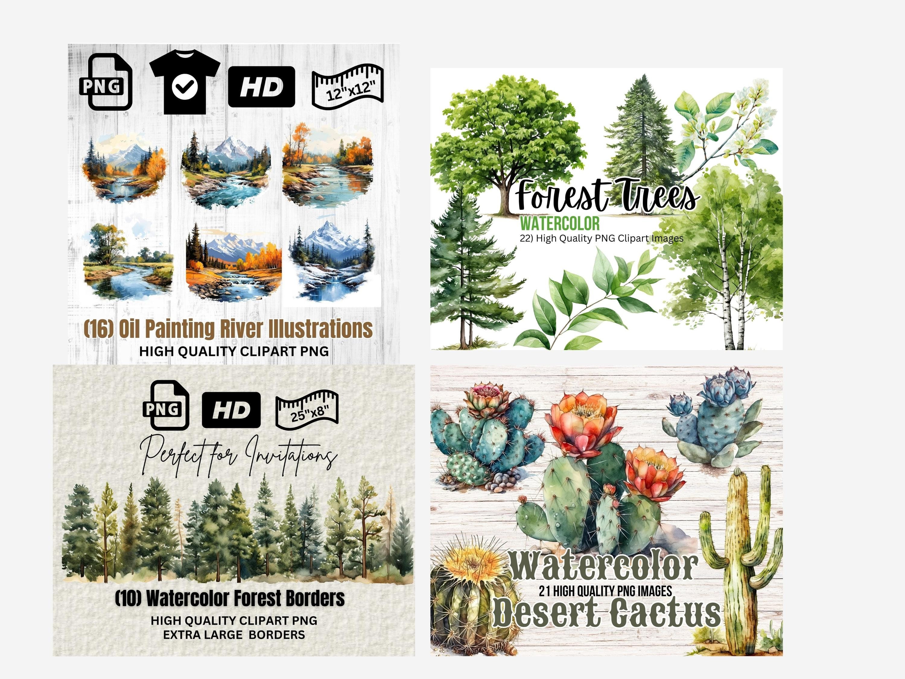 Landscape Bundle Clipart Mountain Clipart Tree Clipart Cactus PNG ...