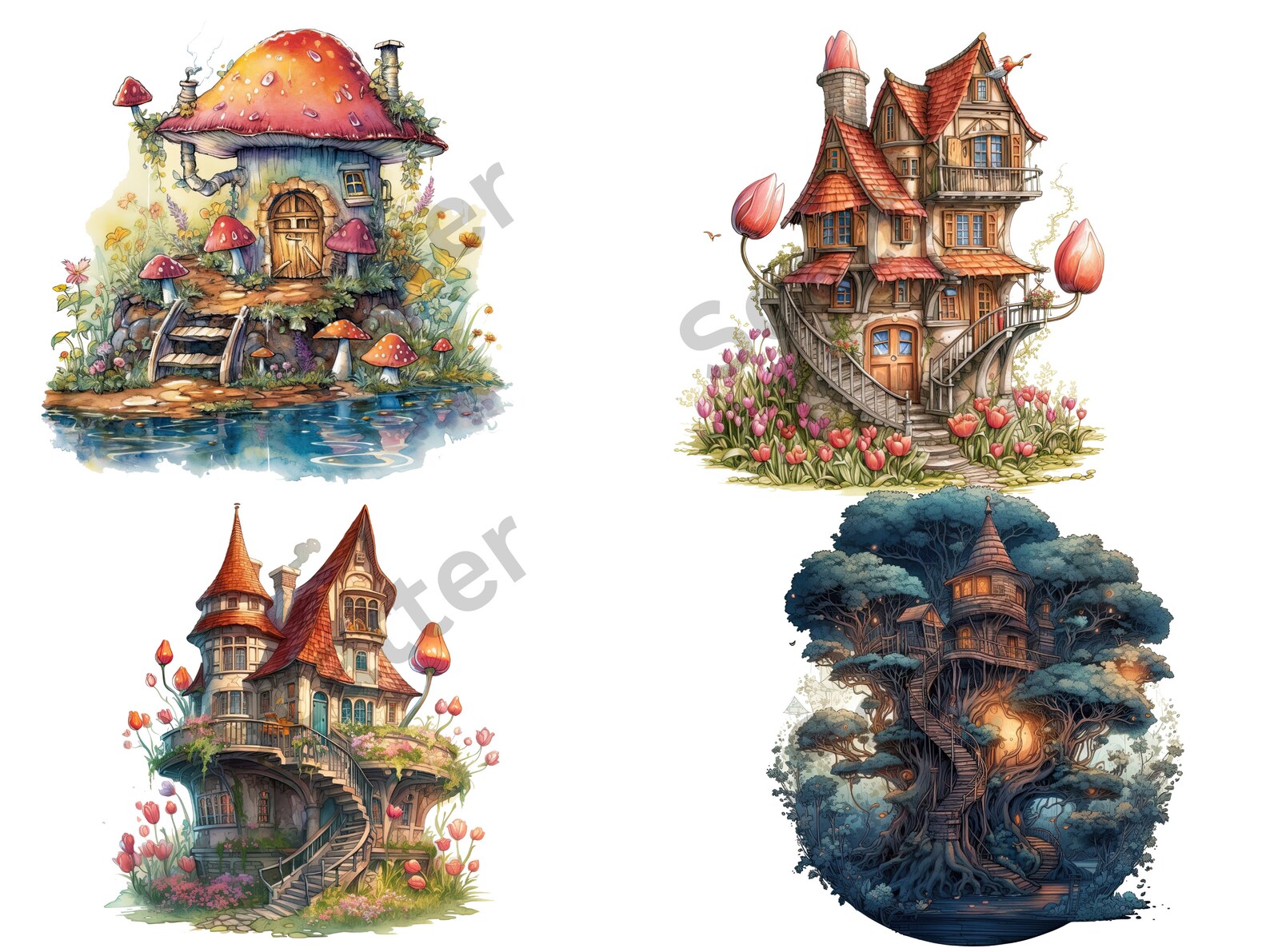 Fairy House Clipart Garden Gnome Home Magic Cottage Instant - Etsy