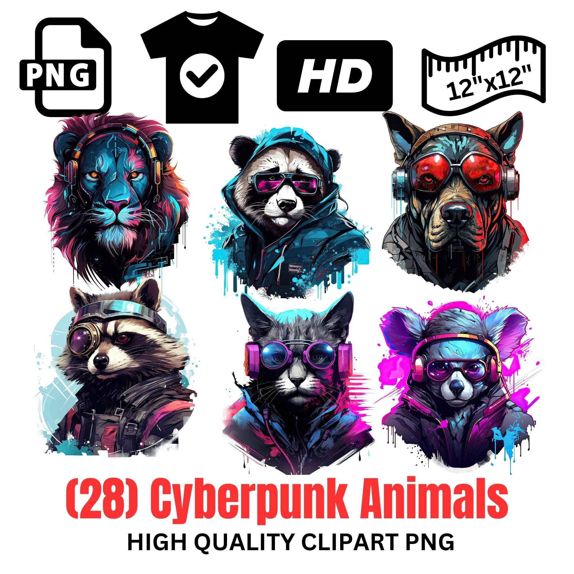 Cyberpunk Animal Clipart | Cyberpunk PNG | Cyberpunk Shirt Sublimation ...