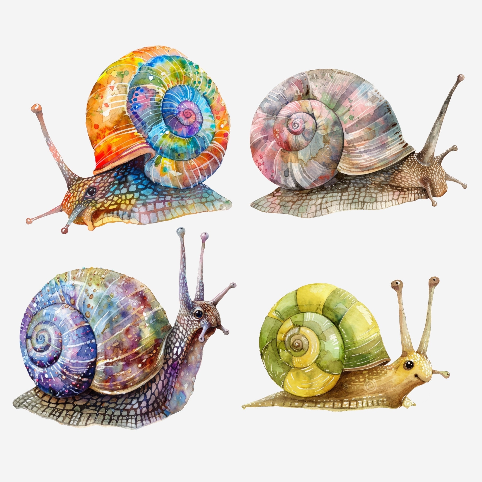 Cute Snail Clipart Snails PNG Colorful Snails Instant Download - Etsy