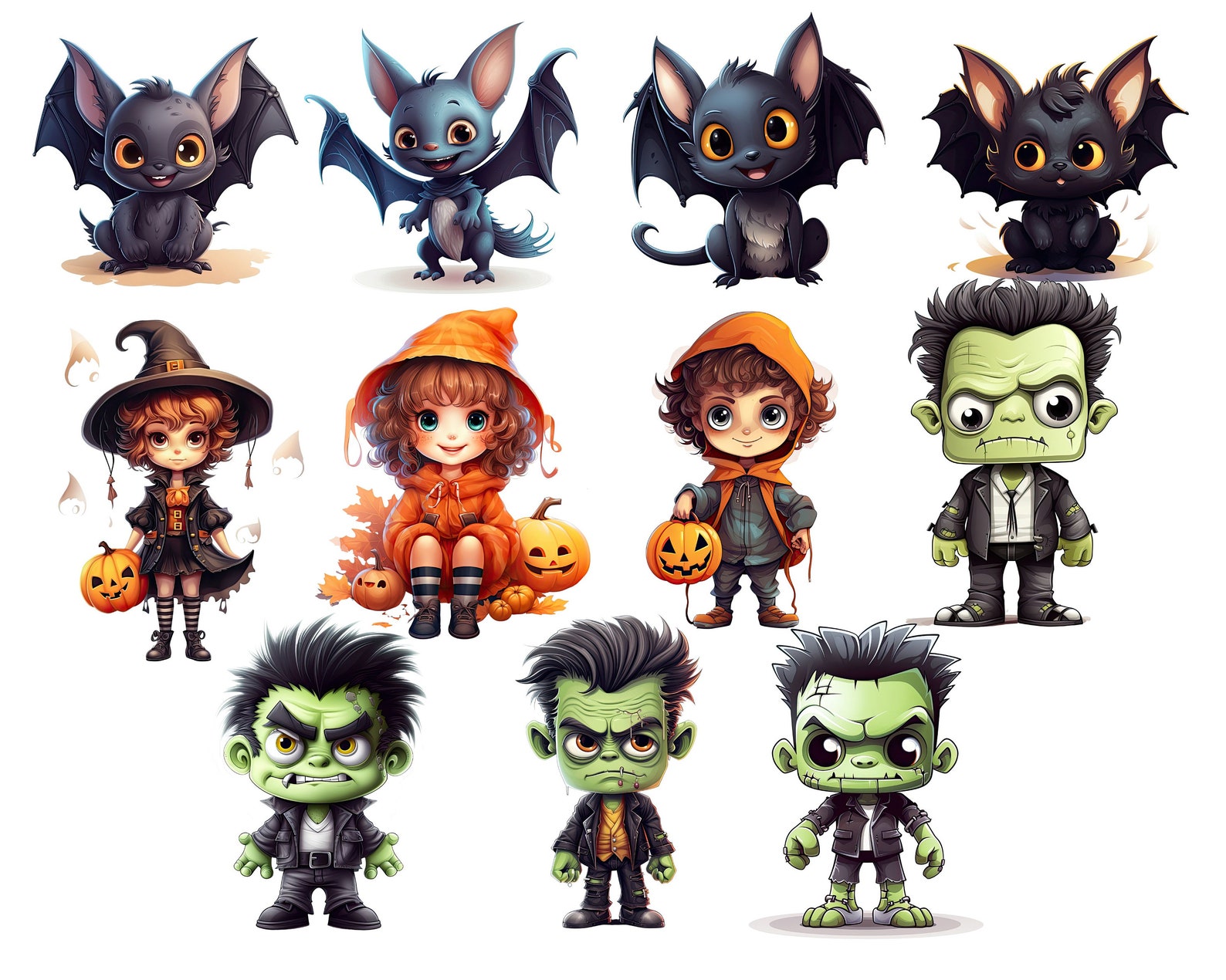 Cute Halloween Characters Clipart | Halloween Clipart | Gothic PNG ...