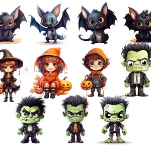 Cute Halloween Characters Clipart | Halloween Clipart | Gothic PNG ...