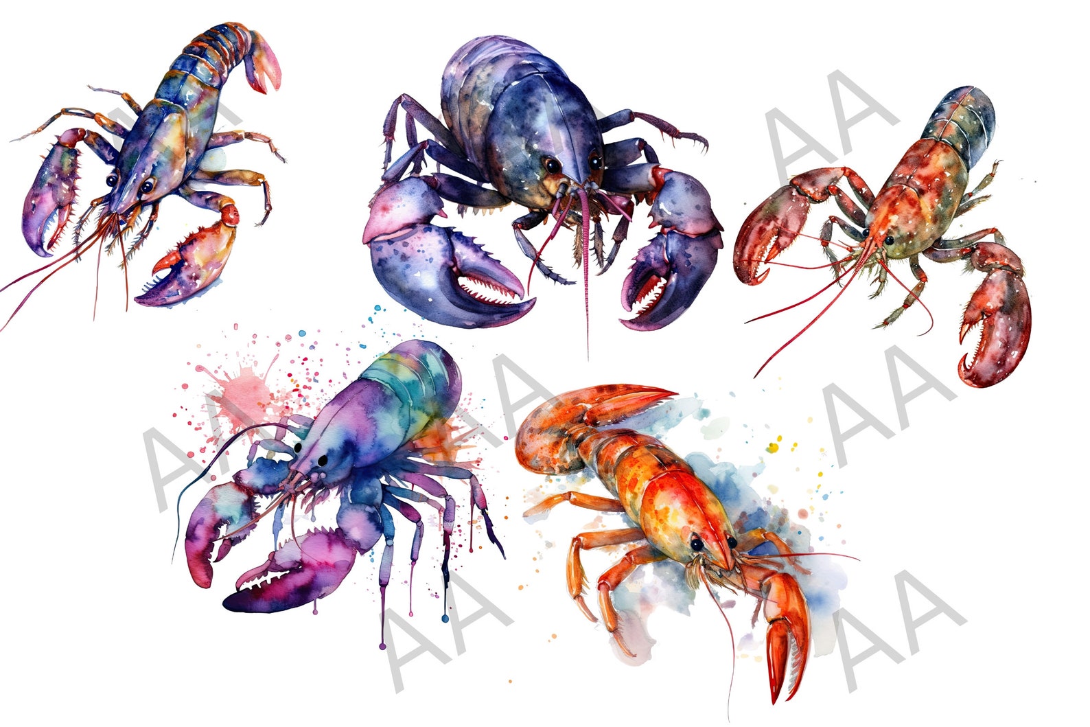 Watercolor Crawfish Clipart, Crawfish PNG, Digital Download, Crawfish ...