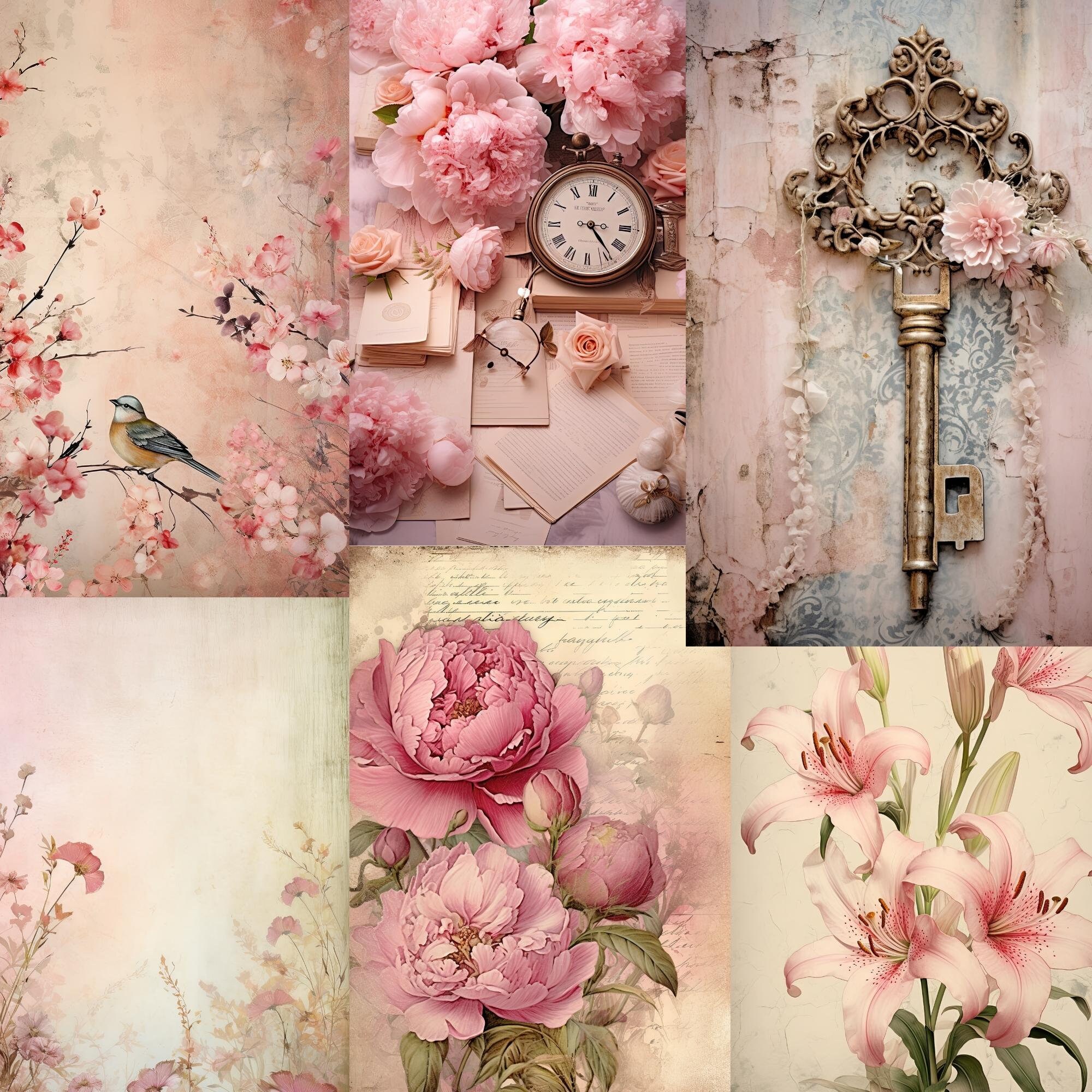 Shabby Chic Digital Junk Journal Paper Pink Shabby Chic Big Bundle ...