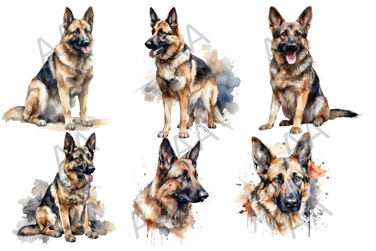 Watercolor German Shepherds PNG Clipart, SVG, German Shepherd Mom ...