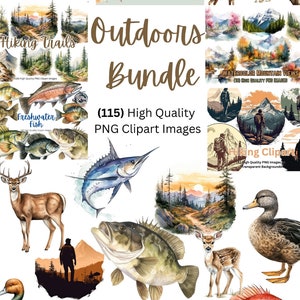 Outdoor Bundle Clipart | Fish Clipart | Hunting Clipart | Hiking PNG ...