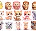 55 Kawaii Animals Clipart Bundle | Kawaii Illustrations | Kawaii PNG ...