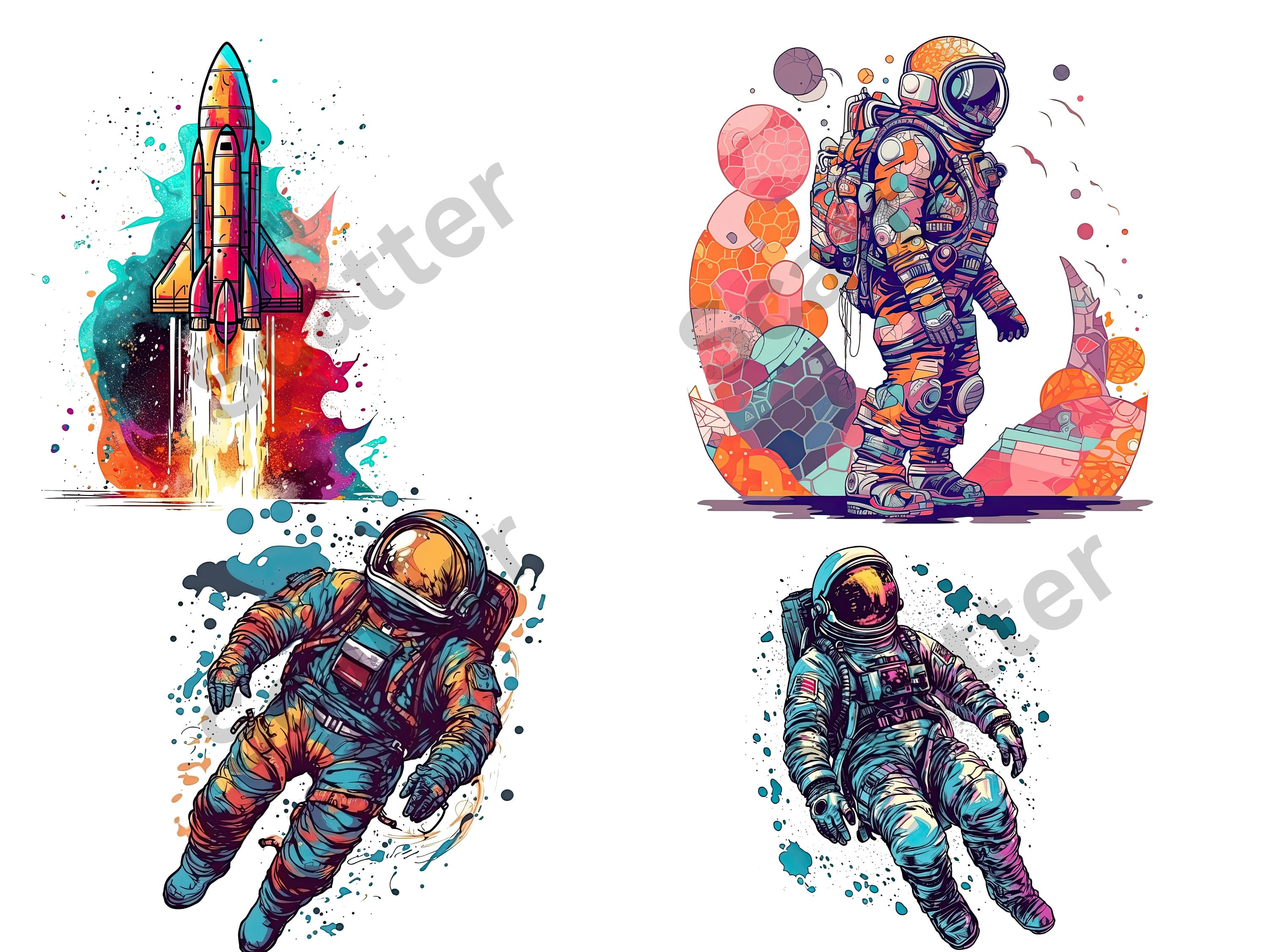 Funky Astronaut Clipart | Space Shuttle Clipart | Moon Clipart | Space ...
