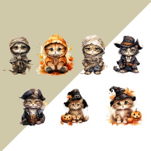 Watercolor Cute Halloween Cat Clipart | Halloween Clipart | Halloween ...