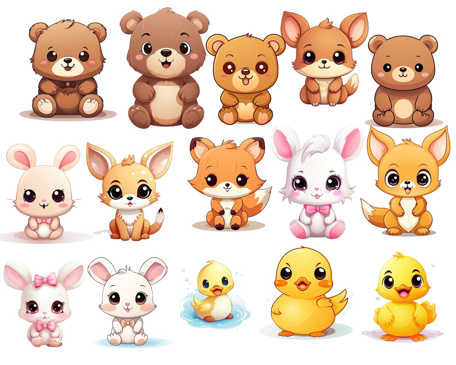 55 Kawaii Animals Clipart Bundle Kawaii Illustrations Kawaii PNG Cute ...