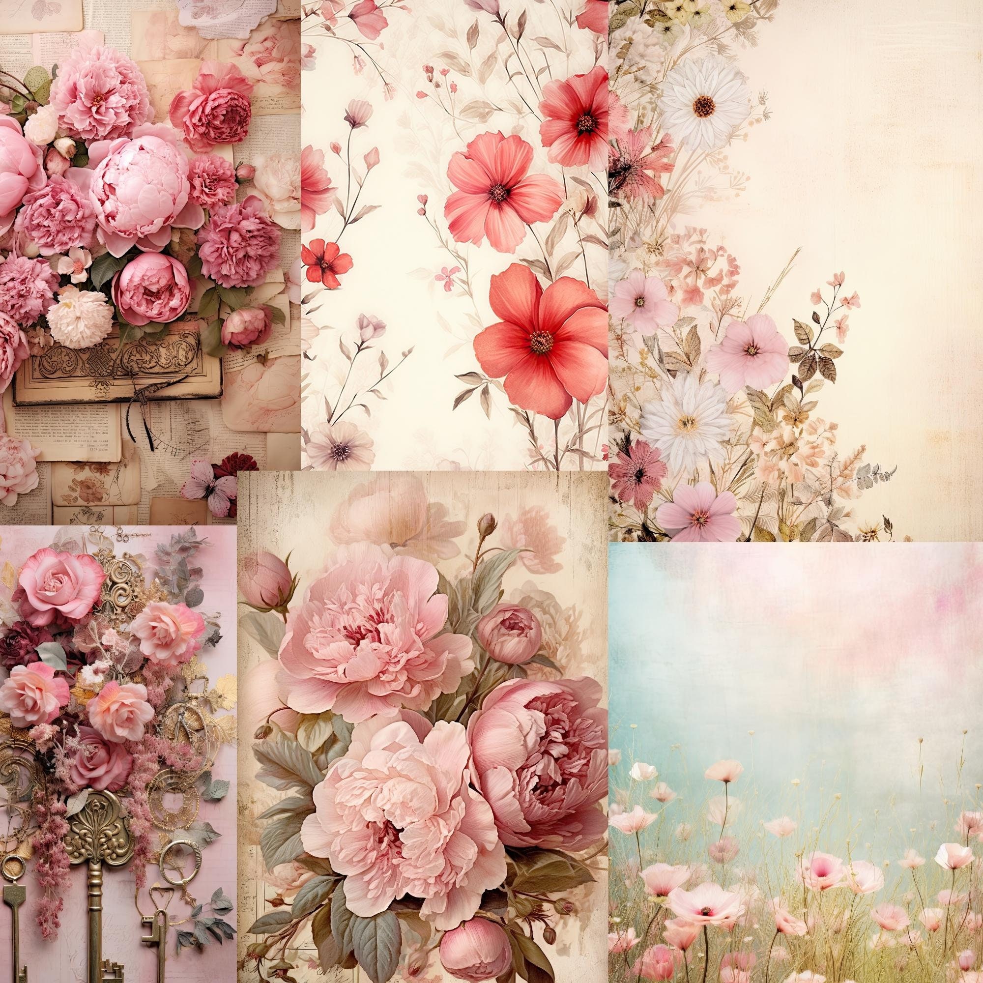 Shabby Chic Digital Junk Journal Paper | Pink Shabby Chic | Big Bundle ...