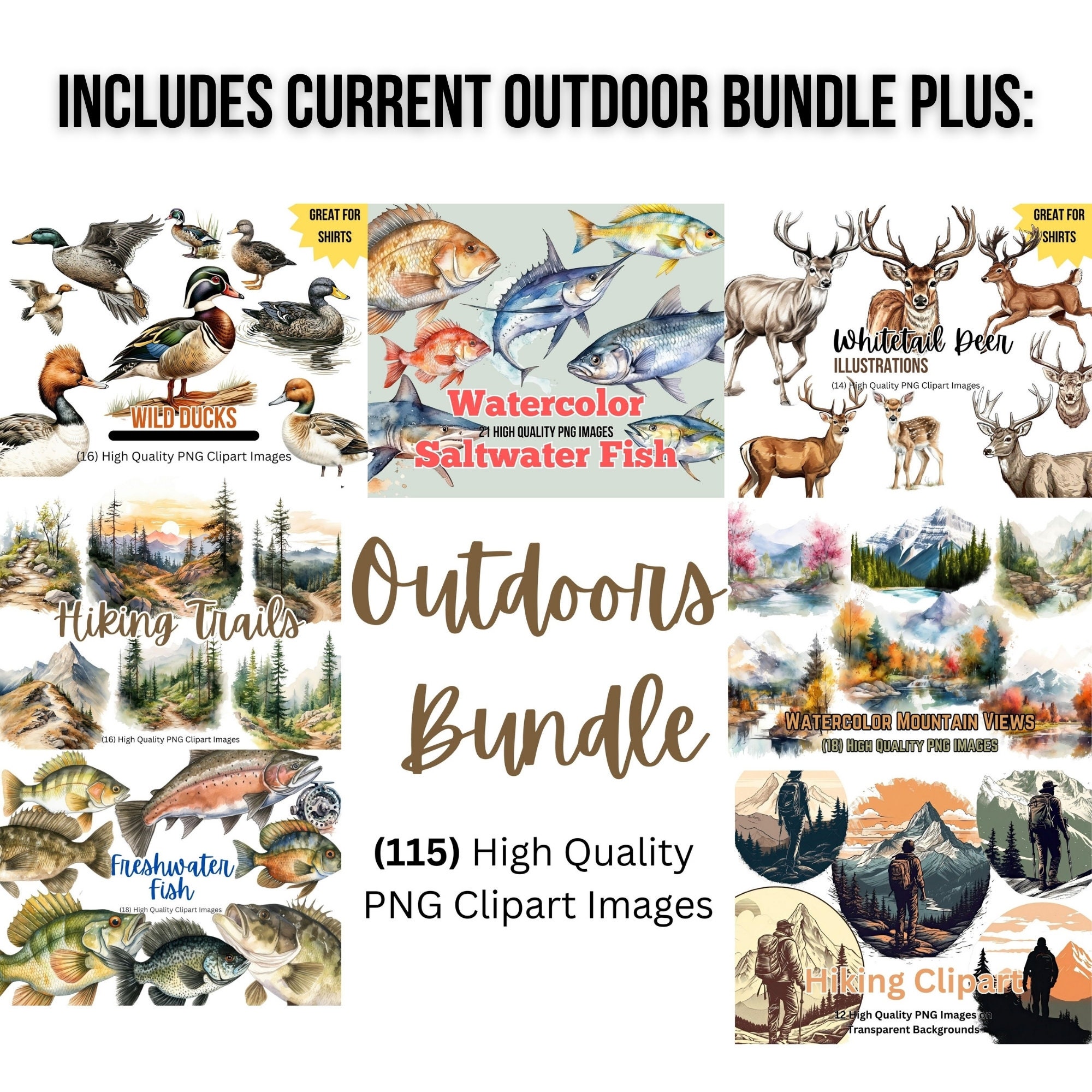Outdoor Mega Bundle Clipart Bear Clipart Hunting Clipart Mountain PNG ...