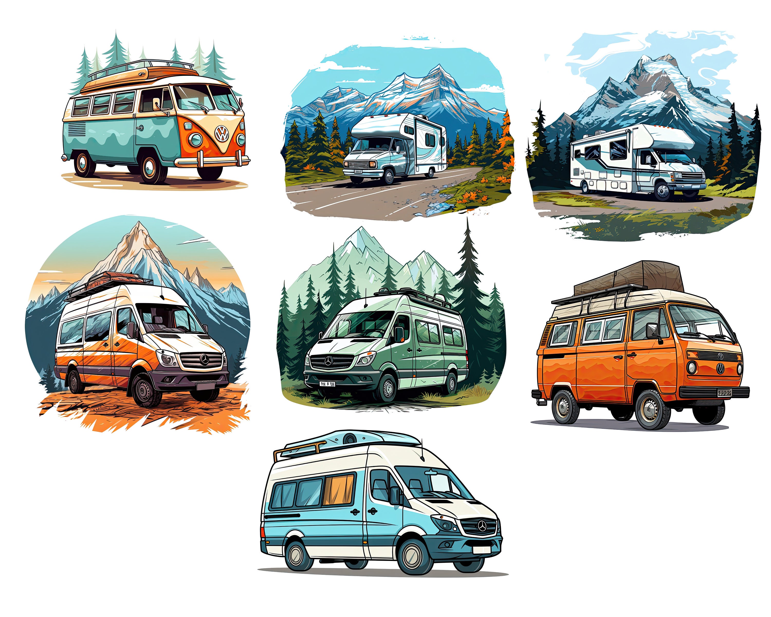 Campervan Clipart | Camper Van | Camping PNG | Camping Clipart | Class ...