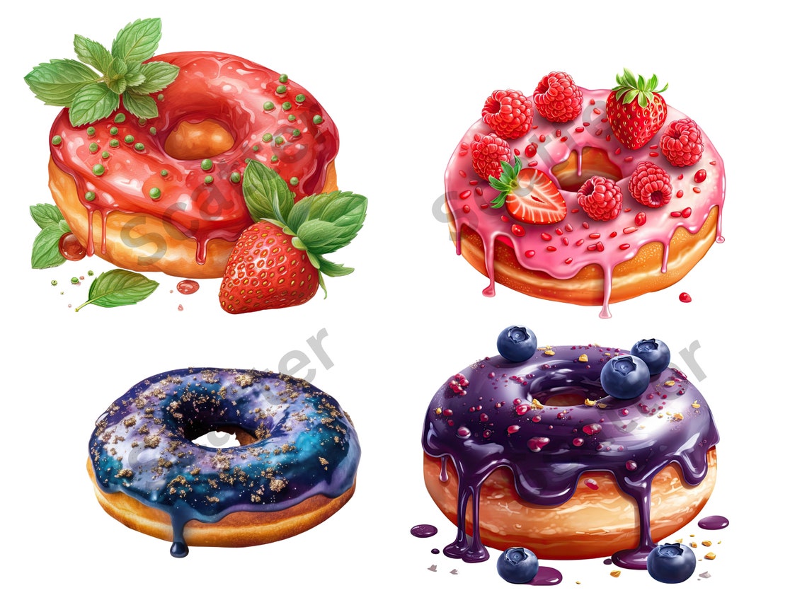 Donut Clipart Delicious Donut Breakfast Food Clipart Dessert - Etsy