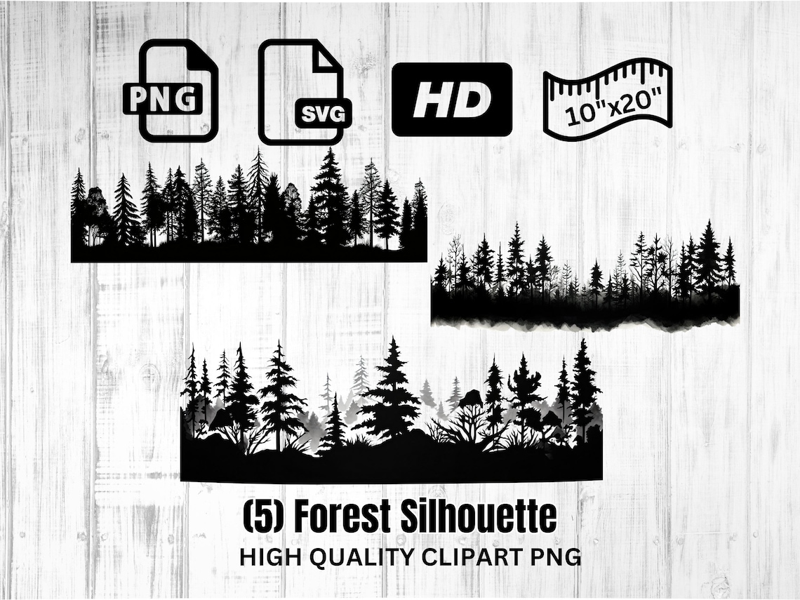 Forest Line SVG Treeline PNG Forest Silhouette Tree Clipart Camping ...