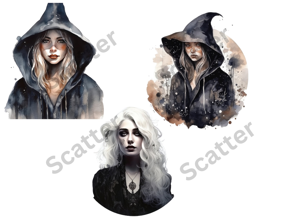Watercolor Witches Clipart Witch SVG Occult PNG Pagan PNG - Etsy
