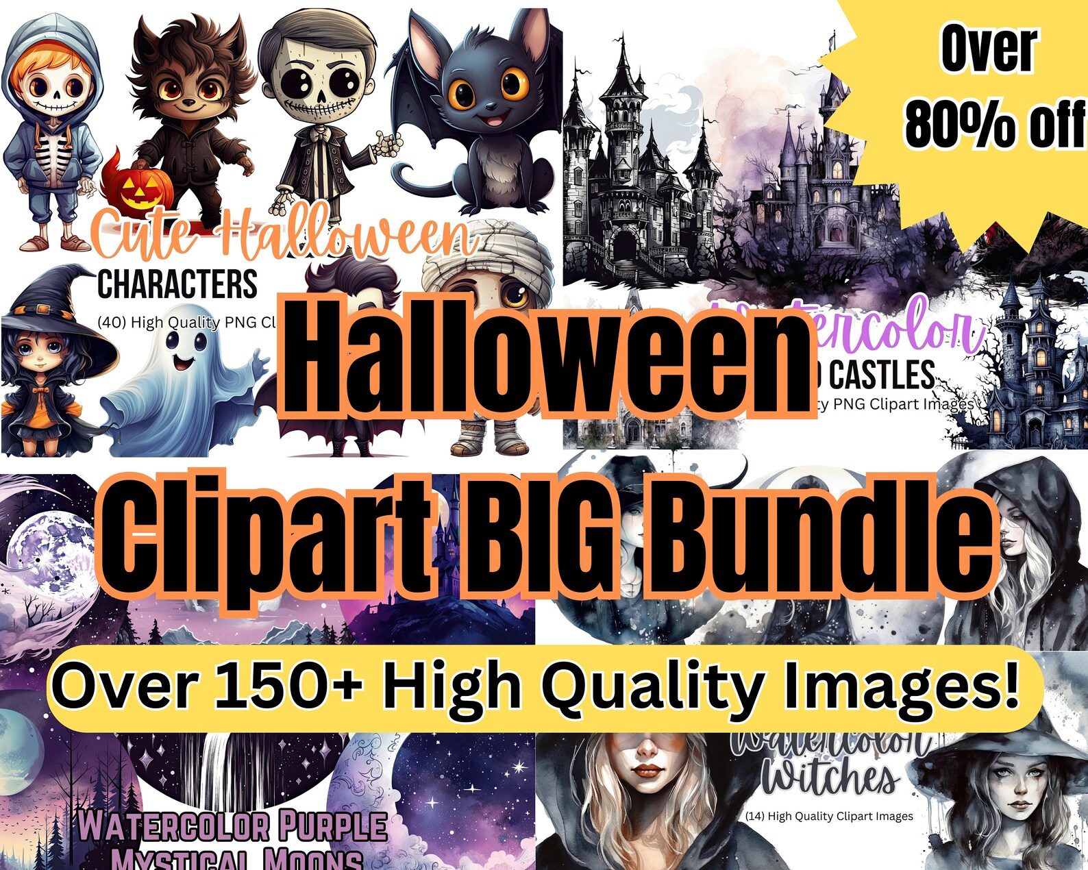 Halloween Clipart Bundle Large Halloween Clipart Pumpkin PNG Witch ...