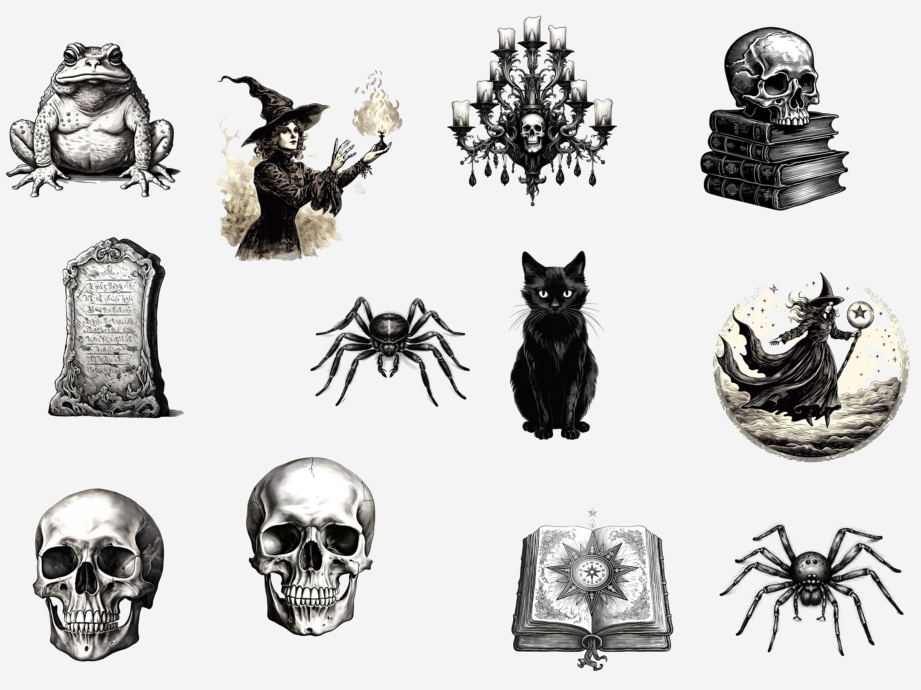 Vintage Halloween Clipart Black & White Antique Halloween - Etsy