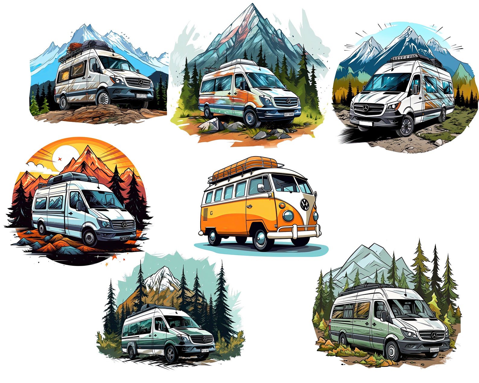 Campervan Clipart | Camper Van | Camping PNG | Camping Clipart | Class ...