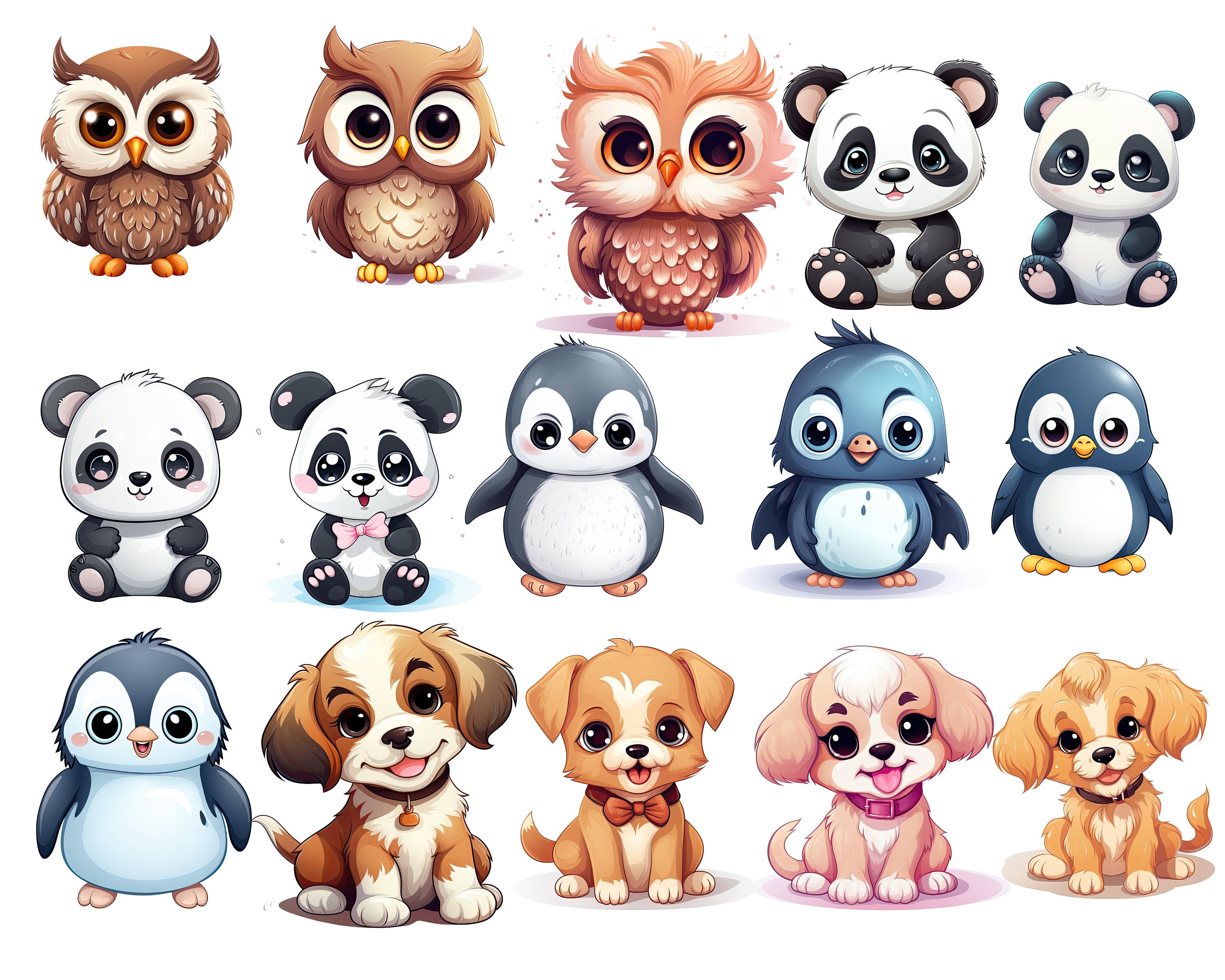 55 Kawaii Animals Clipart Bundle Kawaii Illustrations Kawaii PNG Cute ...