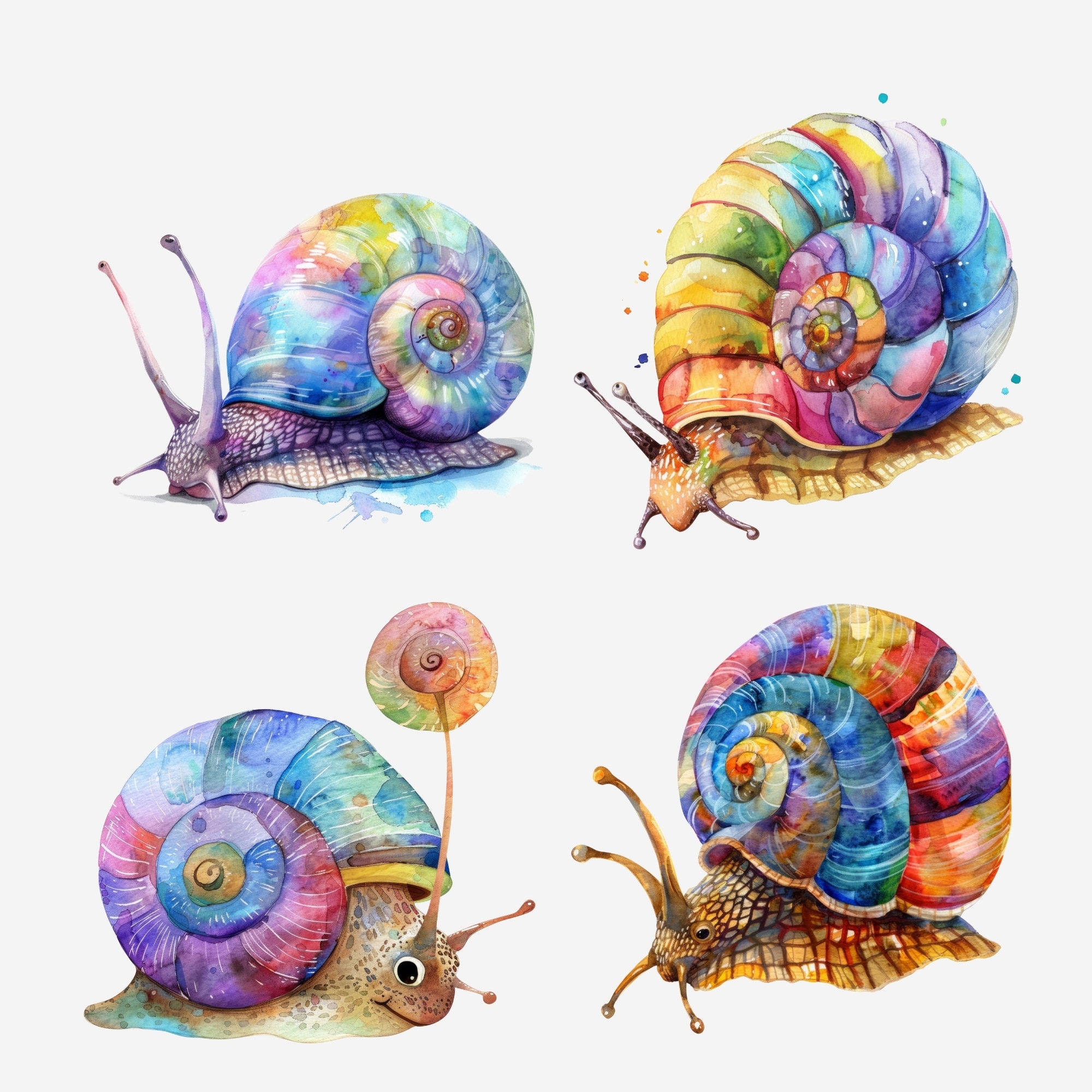 Cute Snail Clipart Snails PNG Colorful Snails Instant Download - Etsy