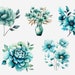 Watercolor Teal Flower Clipart | Teal Flower PNG | Teal Wildflowers ...