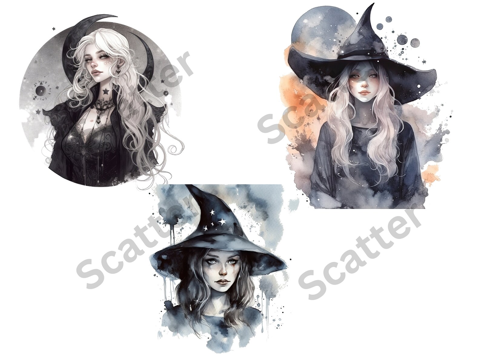 Watercolor Witches Clipart Witch SVG Occult PNG Pagan PNG - Etsy