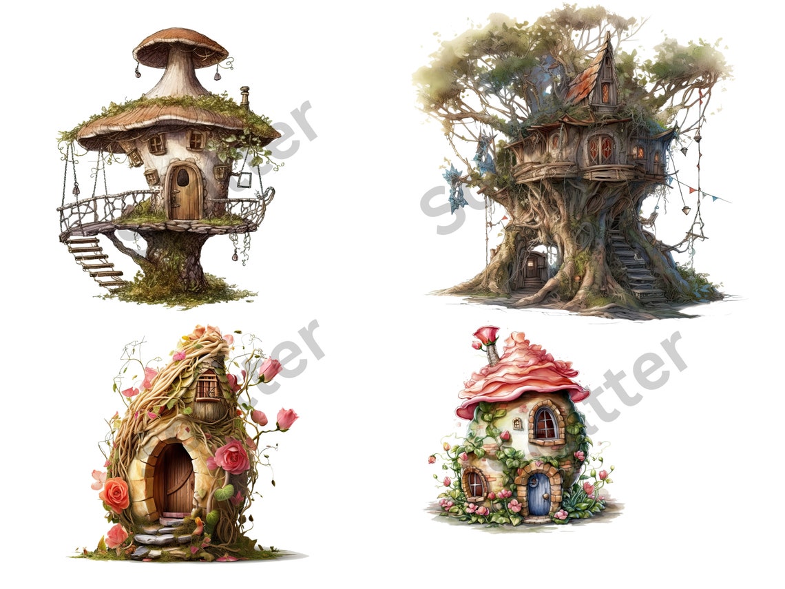 Fairy House Clipart Garden Gnome Home Magic Cottage Instant Download ...