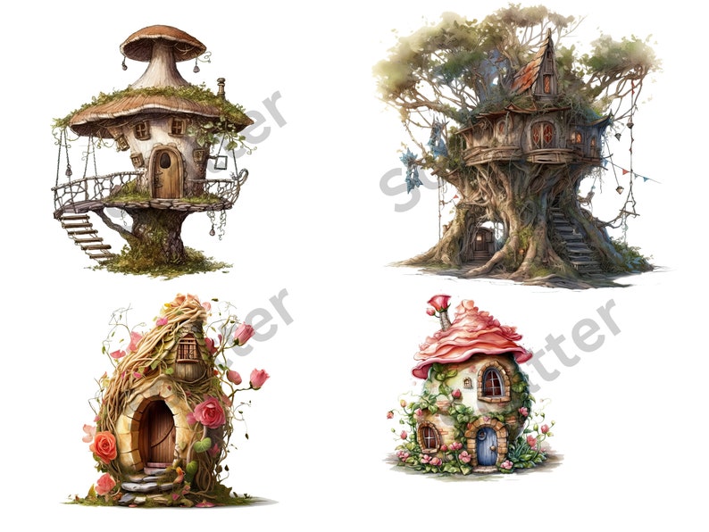 Fairy House Clipart Garden Gnome Home Magic Cottage Instant Download ...