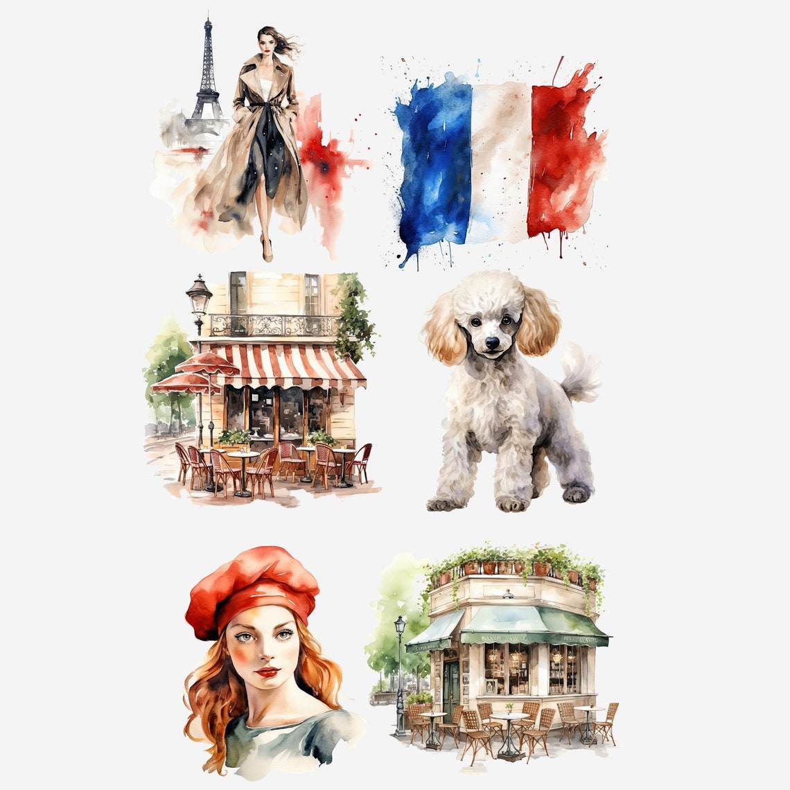 Watercolor Paris France Clipart Collection Eiffel Tower - Etsy