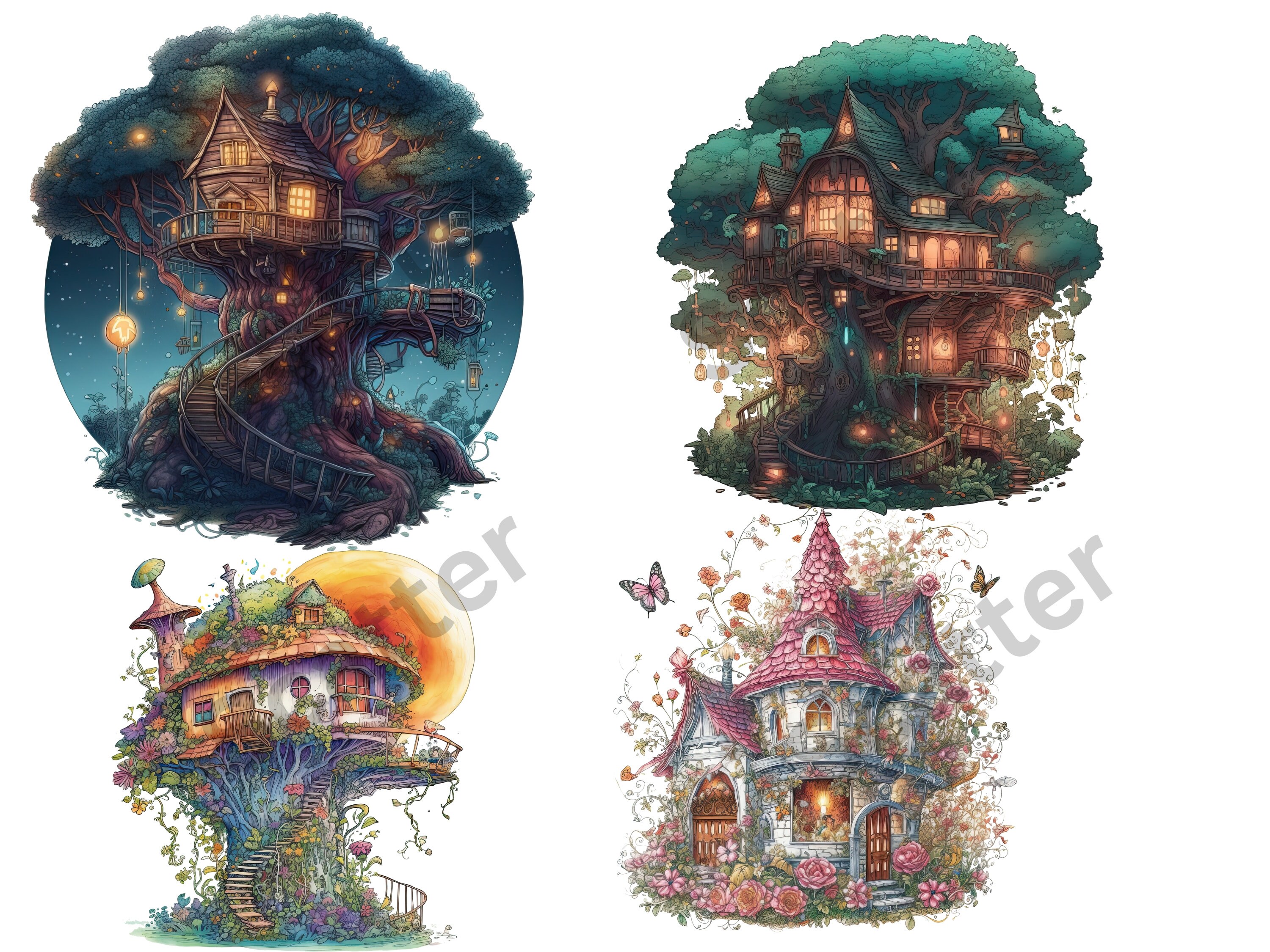 Fairy House Clipart Garden Gnome Home Magic Cottage Instant Download ...