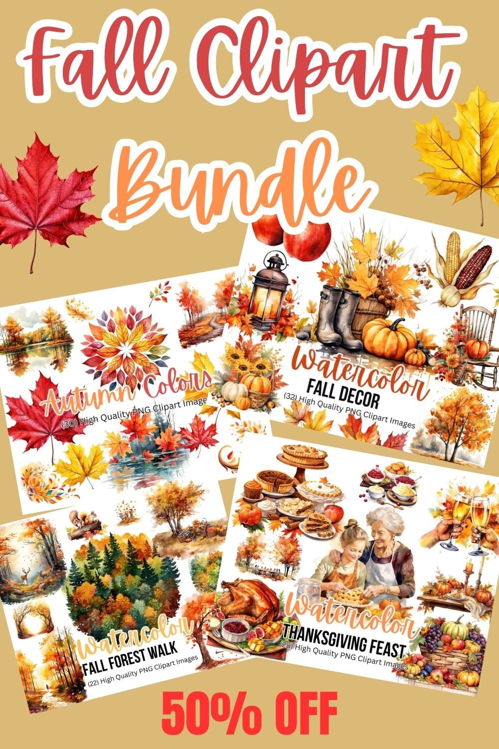 Fall Clipart Bundle Autumn Clipart Bundle Thanksgiving - Etsy