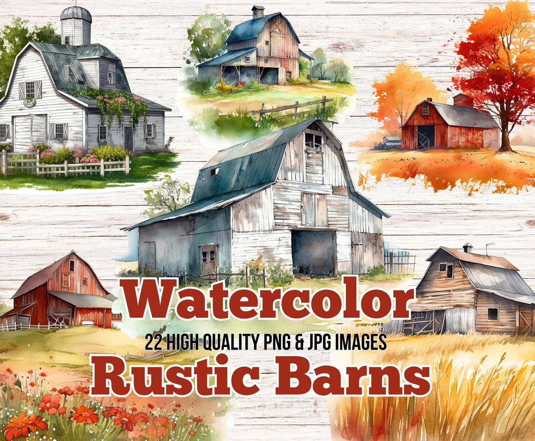 Watercolor Rustic Barn | Barn PNG | Old Barn Clipart | Barn Sublimation ...