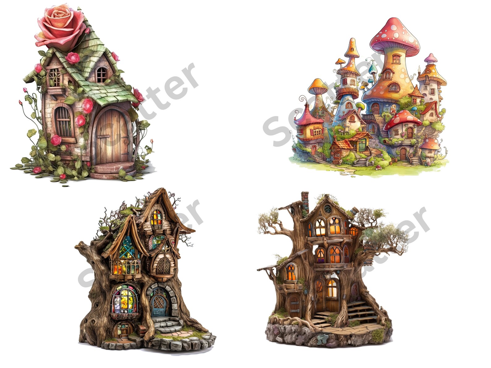 Fairy House Clipart Garden Gnome Home Magic Cottage Instant - Etsy