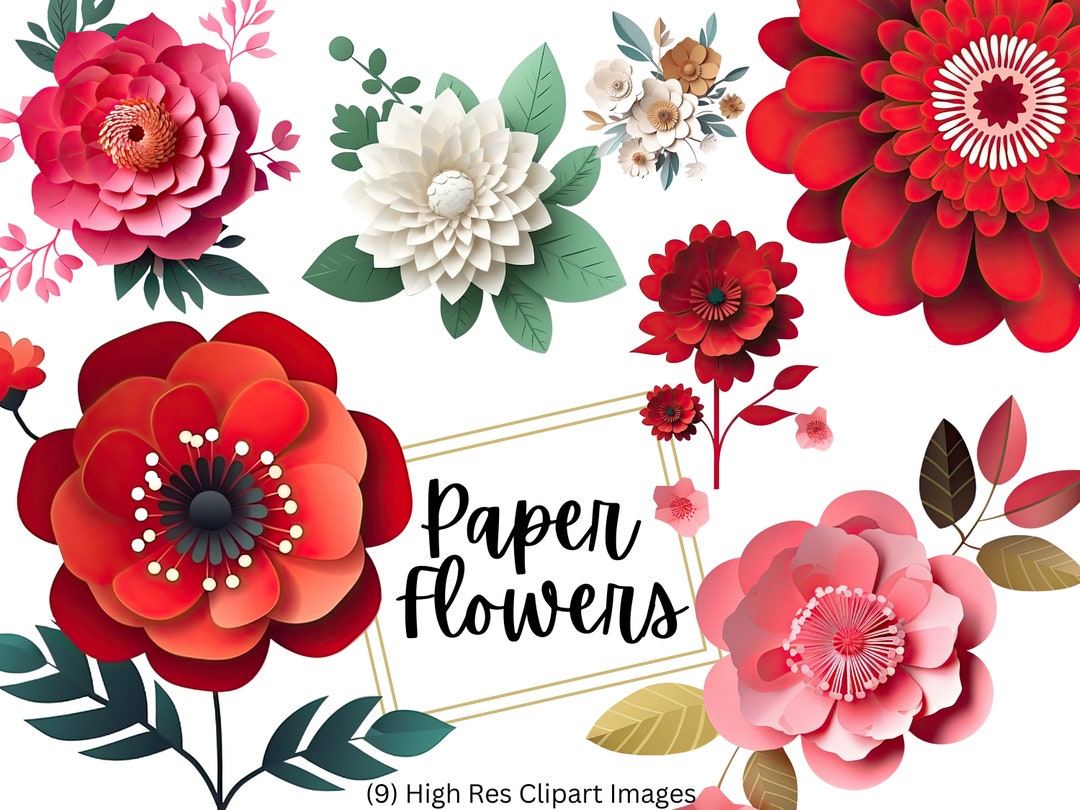 Digital Paper Flowers Collection - Floral Graphics, Digital Scrapbook ...